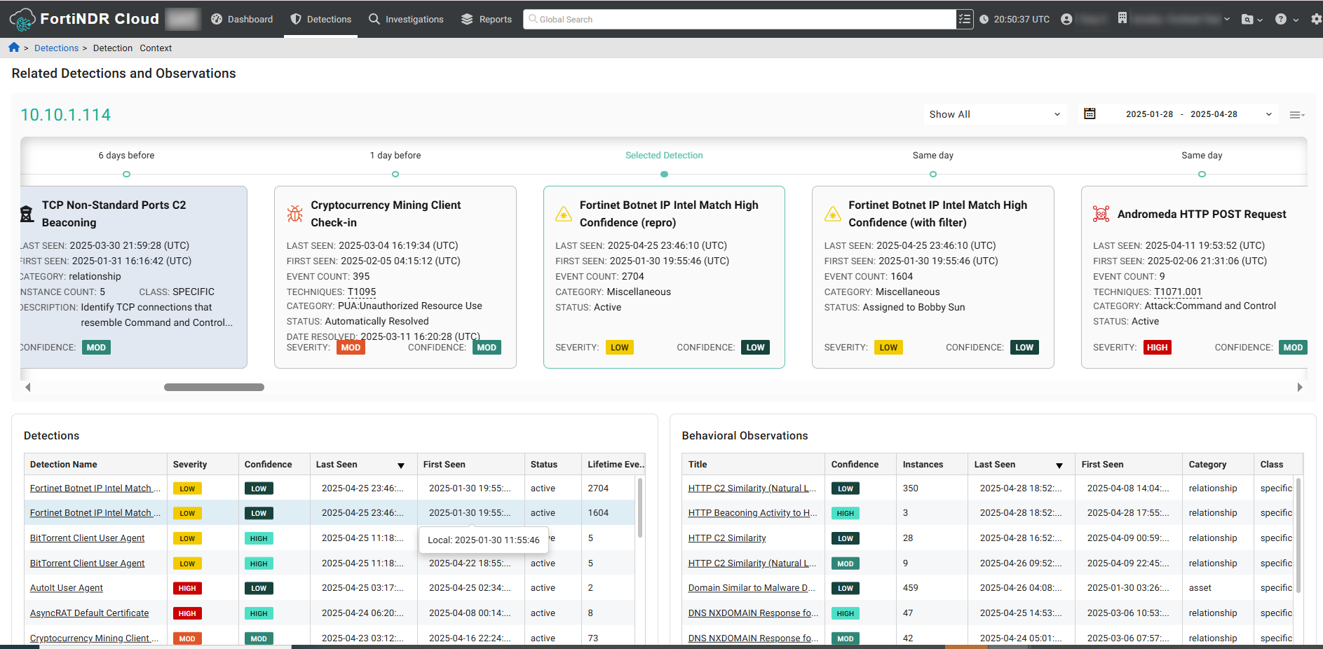 Detections context | FortiNDR Cloud 25.3.a | Fortinet Document Library